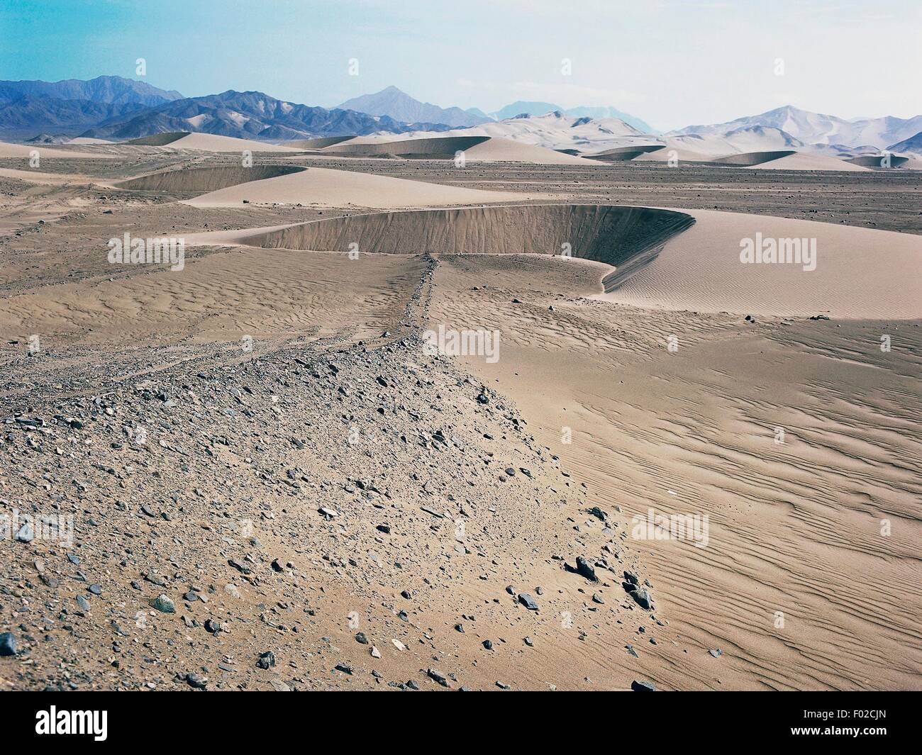 Barcana, sand dune shaped like a horseshoe, desert along the Northern ...