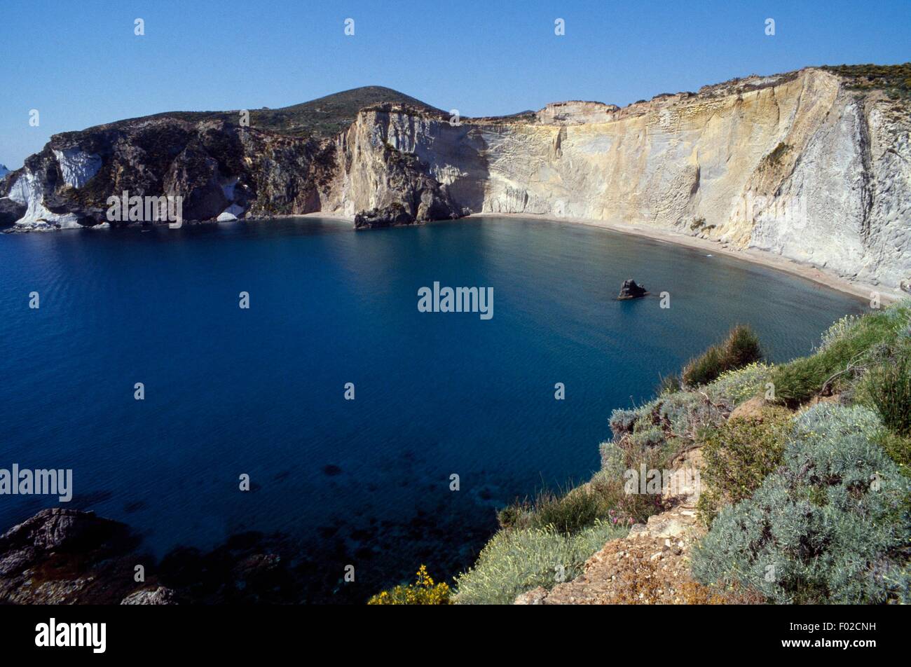 Cliffs and Chiaia di Luna Beach, Ponza Island, Pontine Islands, Lazio ...