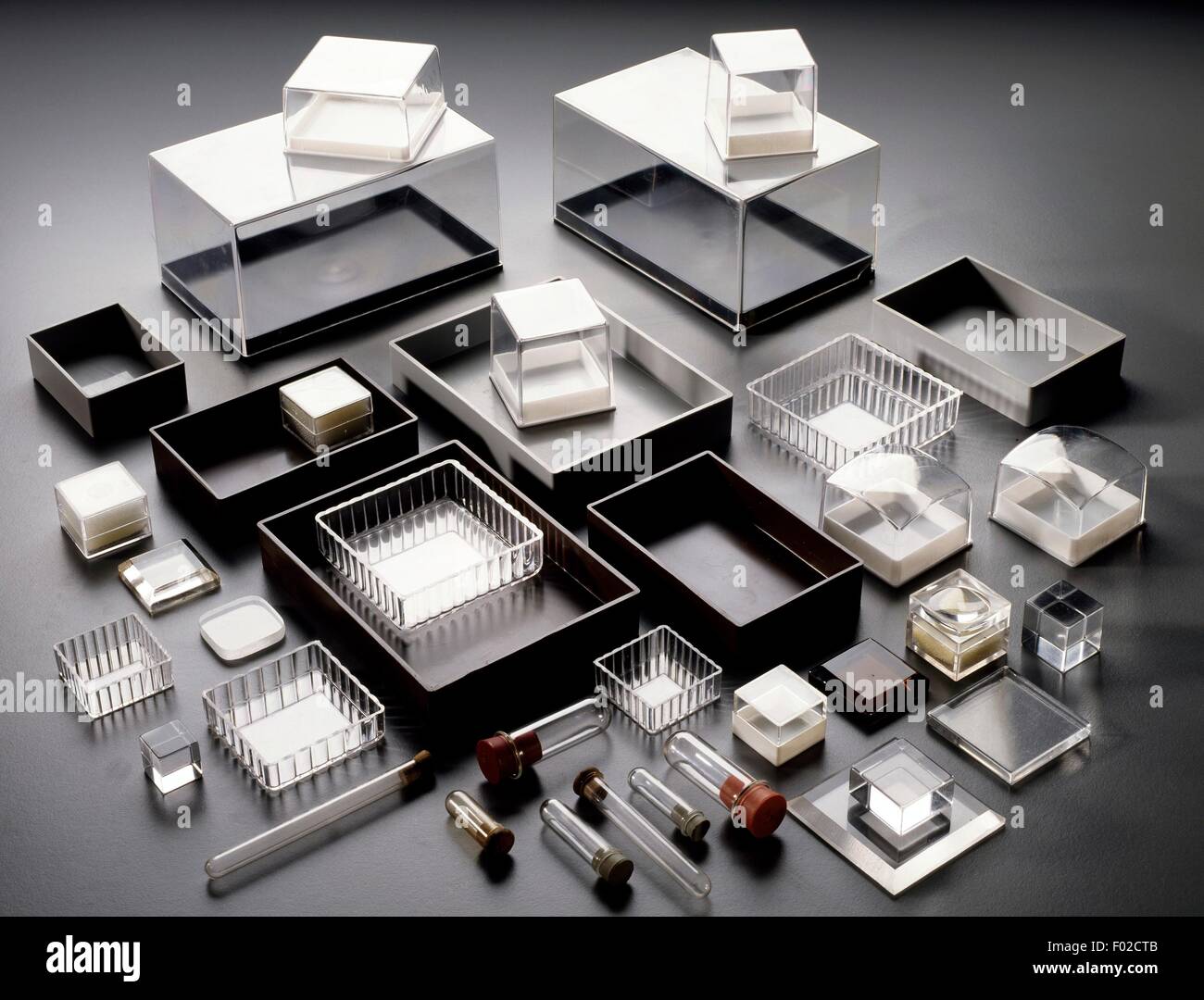 Boxes and containers for storing minerals Stock Photo - Alamy