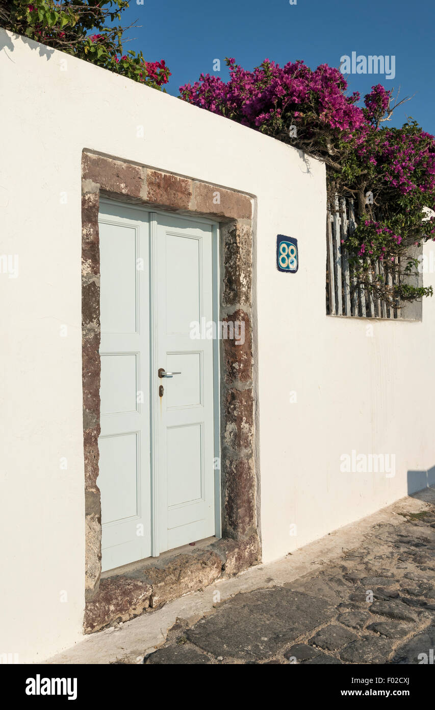 Firostefani Door, Santorini, Greece Stock Photo - Alamy