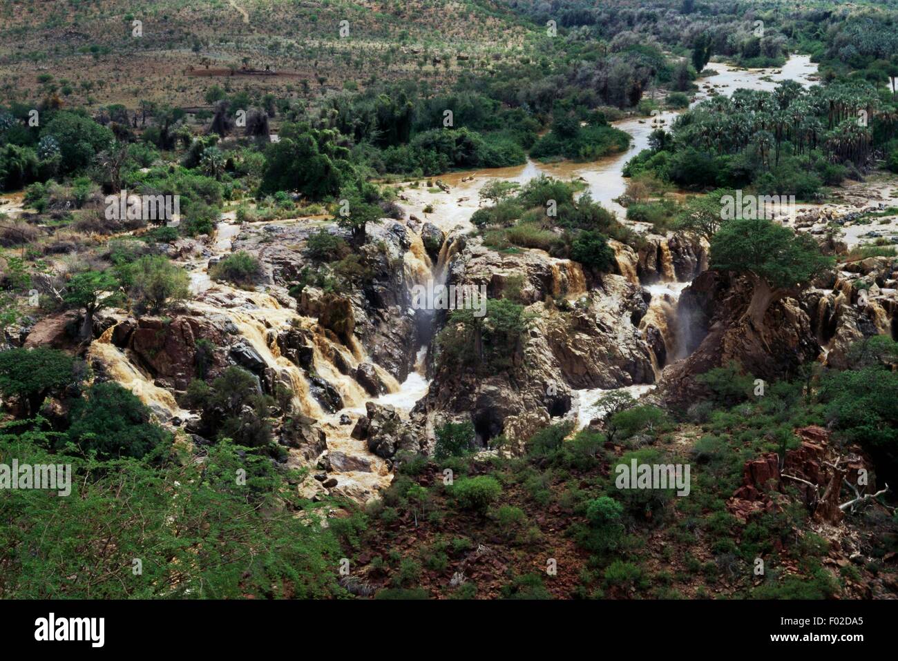 Epupa Falls, a series of waterfalls formed by the Kunene River in the ...