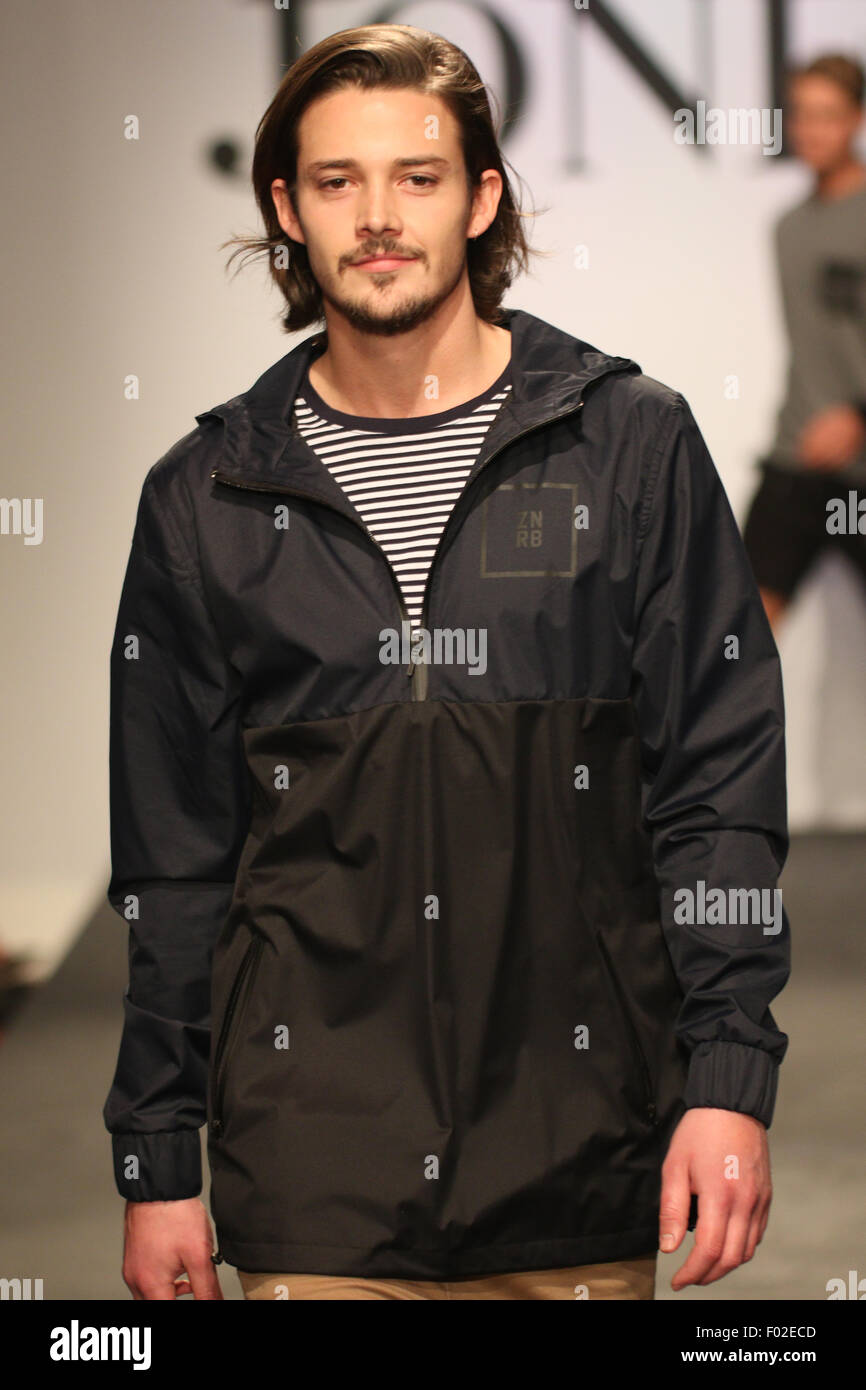 Sydney, Australia. 5 August 2015. Model Rob Moore showcases designs by ...