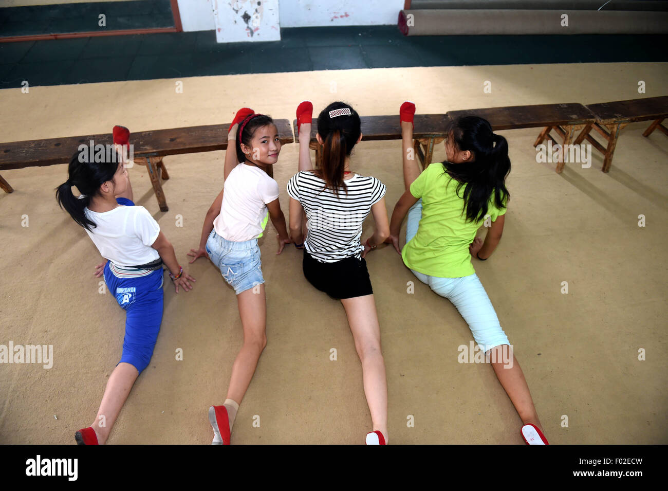 Linquan, China's Anhui Province. 6th Aug, 2015. Students practise basic ...