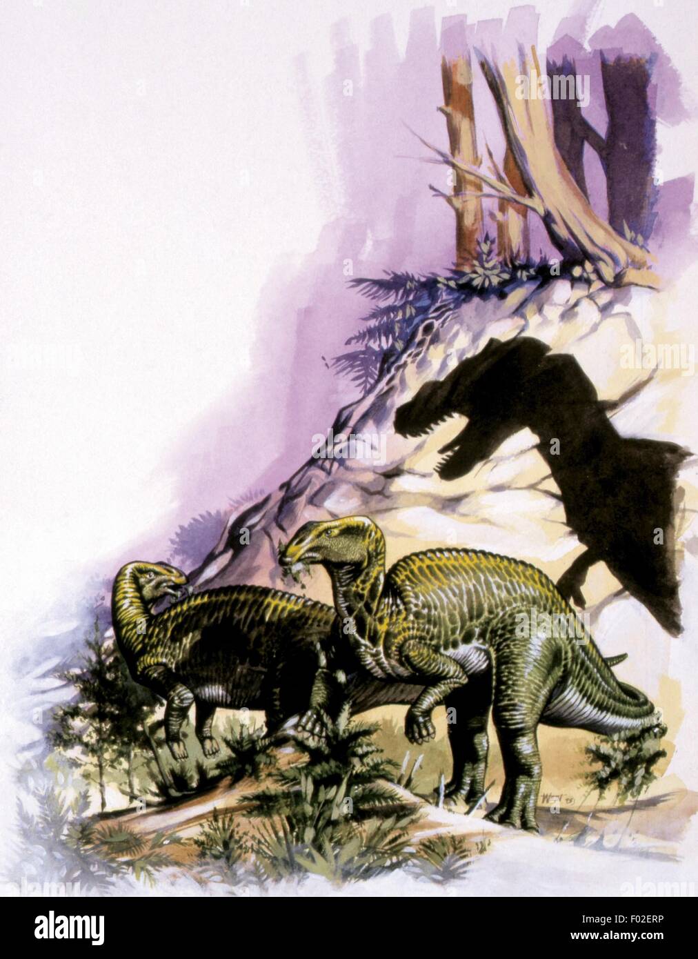 Palaeozoology - Cretaceous period - Dinosaurs - Kritosaurus - Art work ...