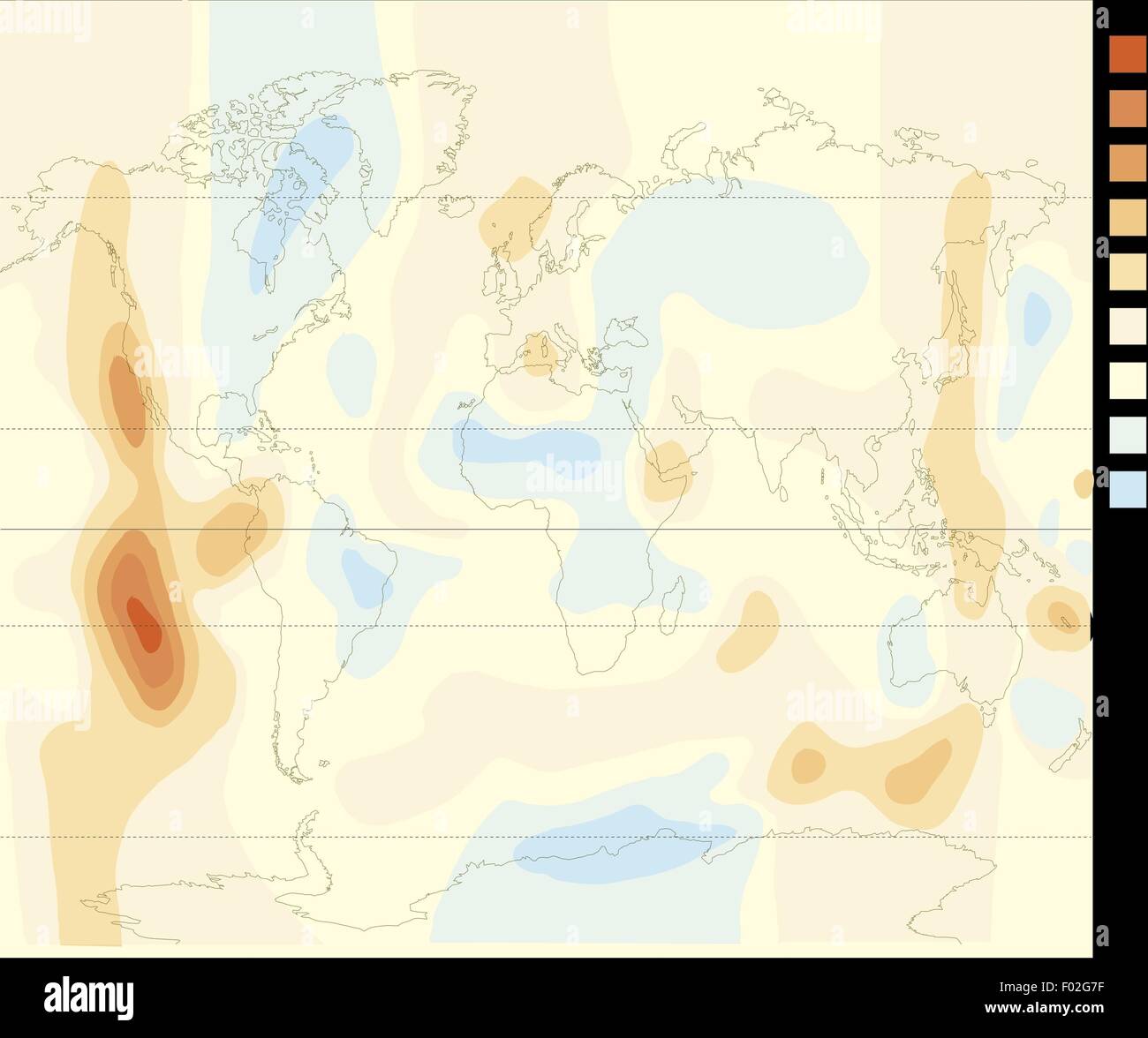 Geophysics - Earth surface heat flow map. Color diagram Stock Photo - Alamy