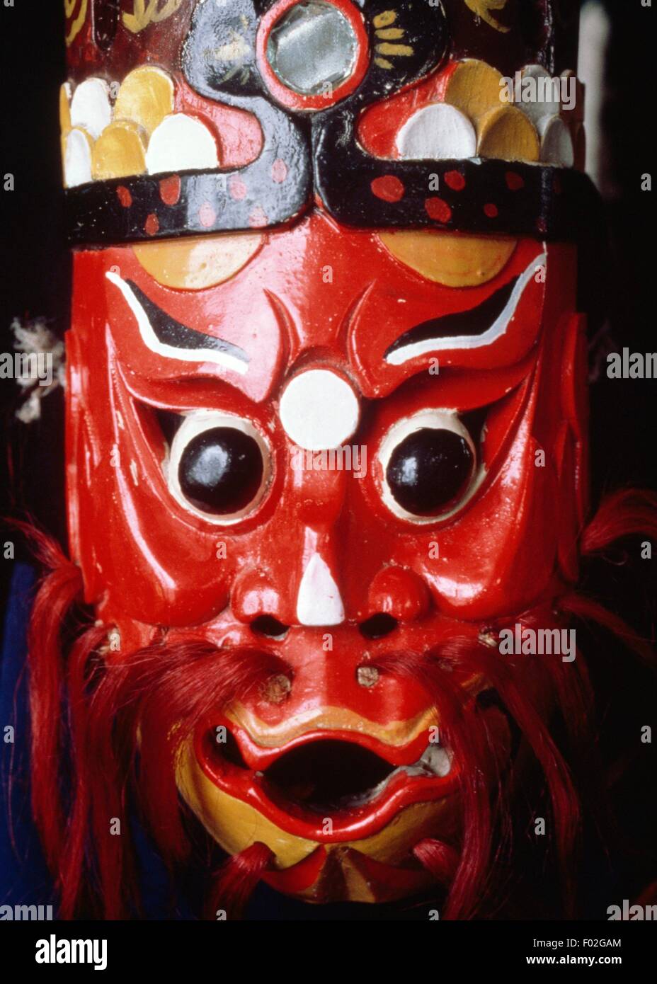 Chinese folk theatre mask from the valley of Anshun, Guizhou Province ...