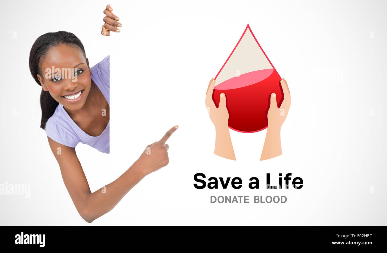 A blood donation sign being pointed at Stock Photo - Alamy