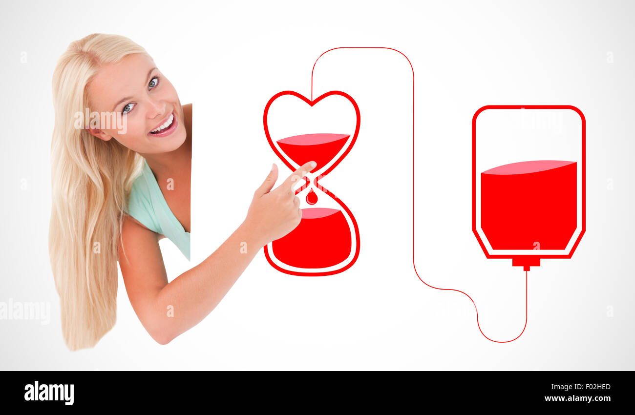 A blood donation sign being pointed at Stock Photo - Alamy