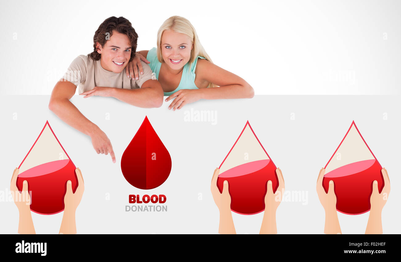 A blood donation sign being pointed at Stock Photo - Alamy