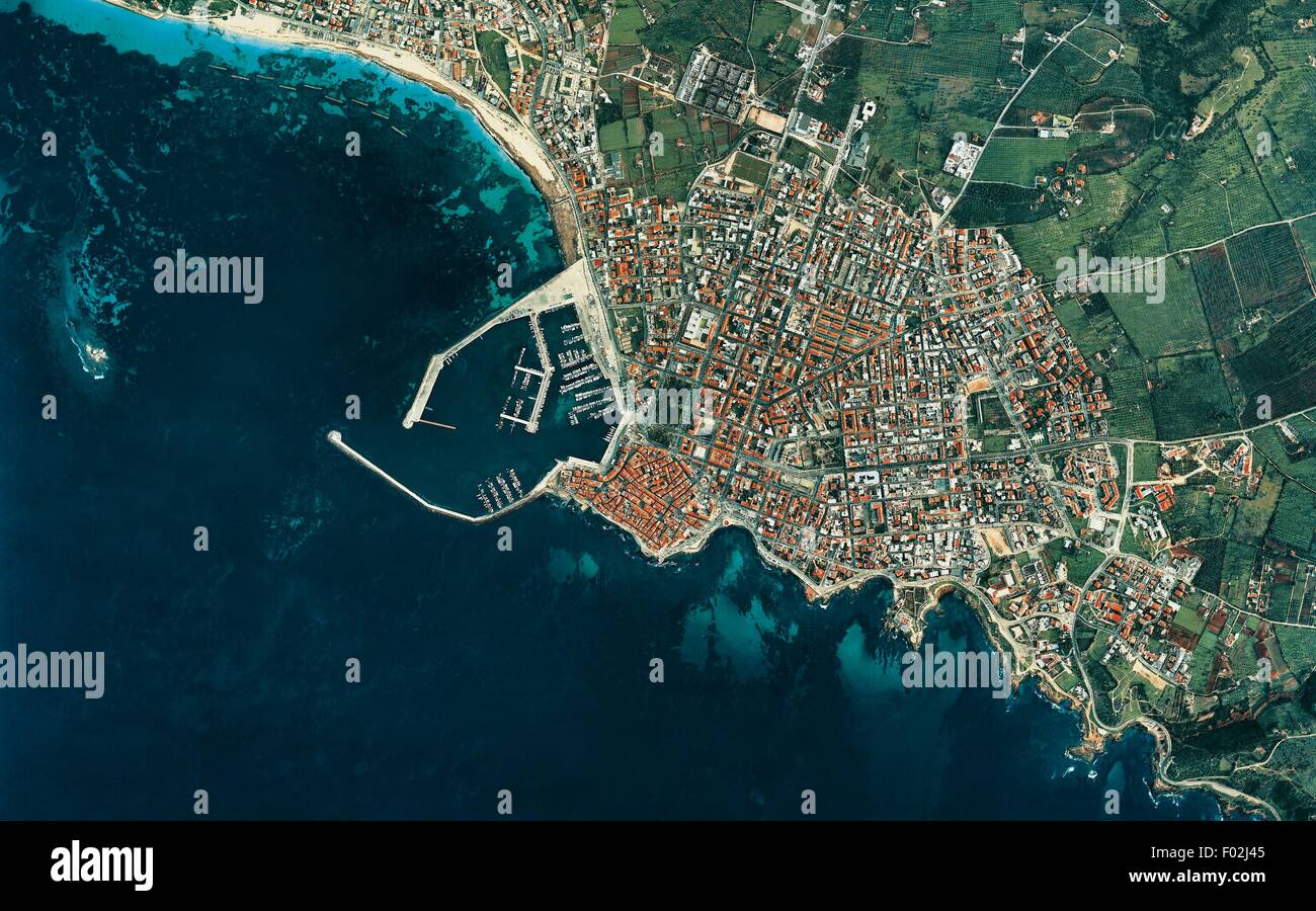 Aerial view of Alghero - Sassari province, Sardinia, Italy Stock Photo ...