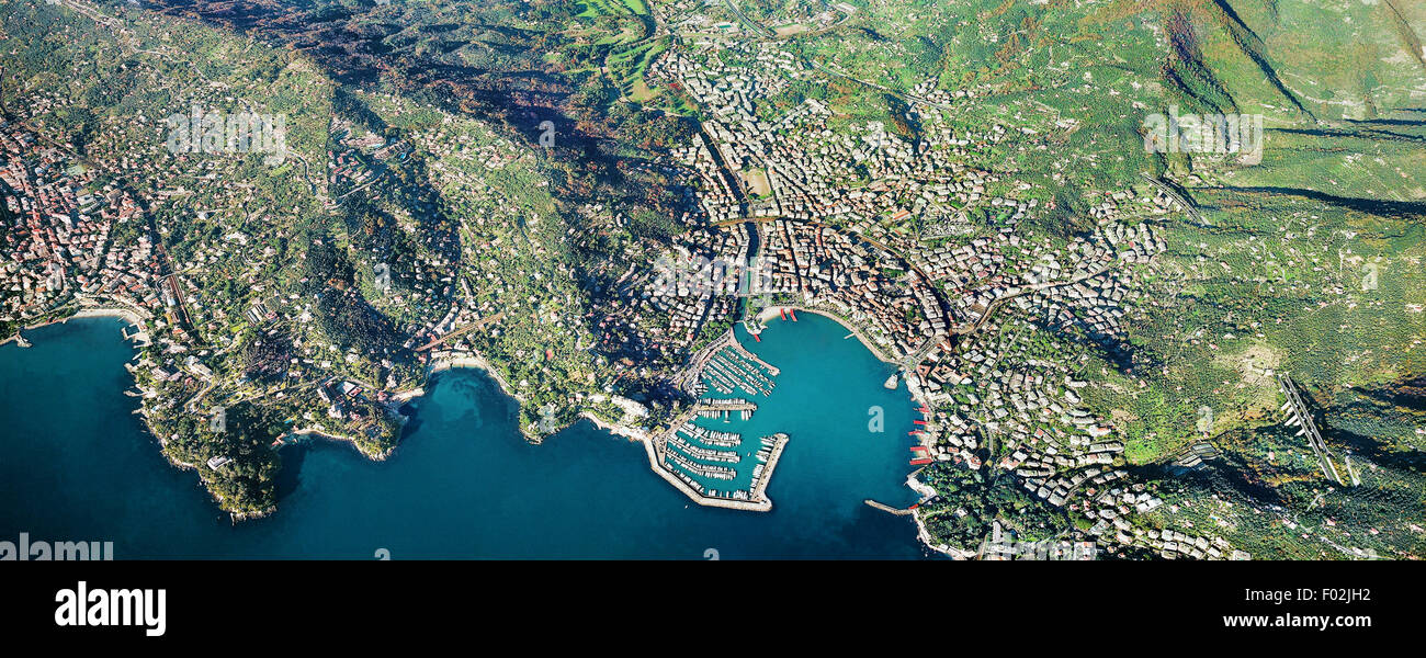 Aerial view of Rapallo - Province of Genoa, Liguria Region, Italy Stock ...
