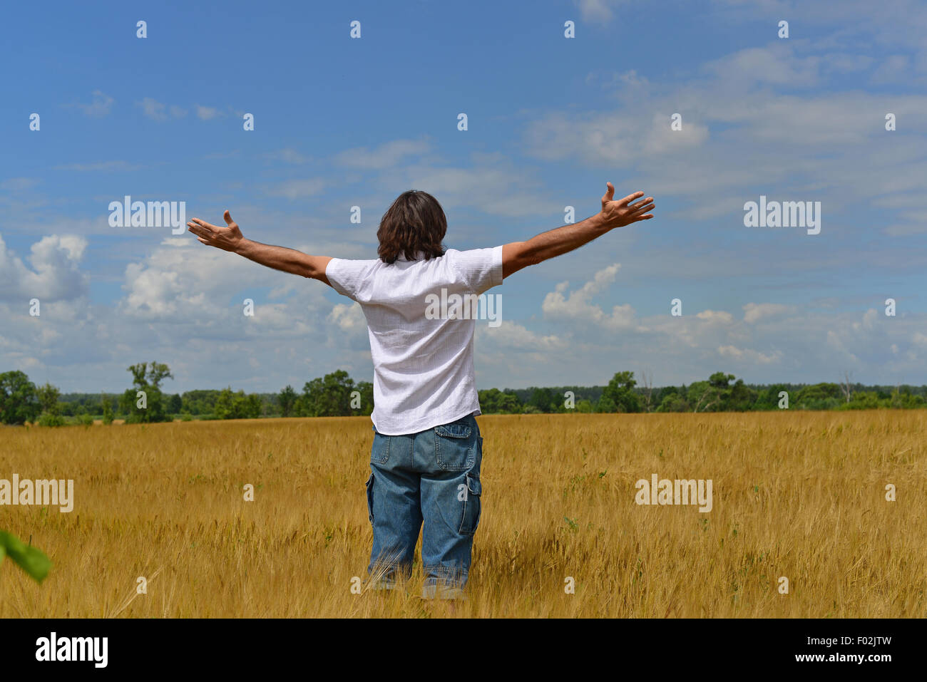 A man stands on the rye field Stock Photo - Alamy