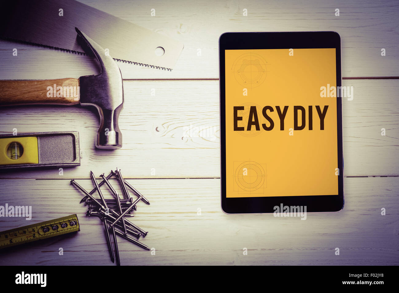 Easy diy against blueprint Stock Photo - Alamy