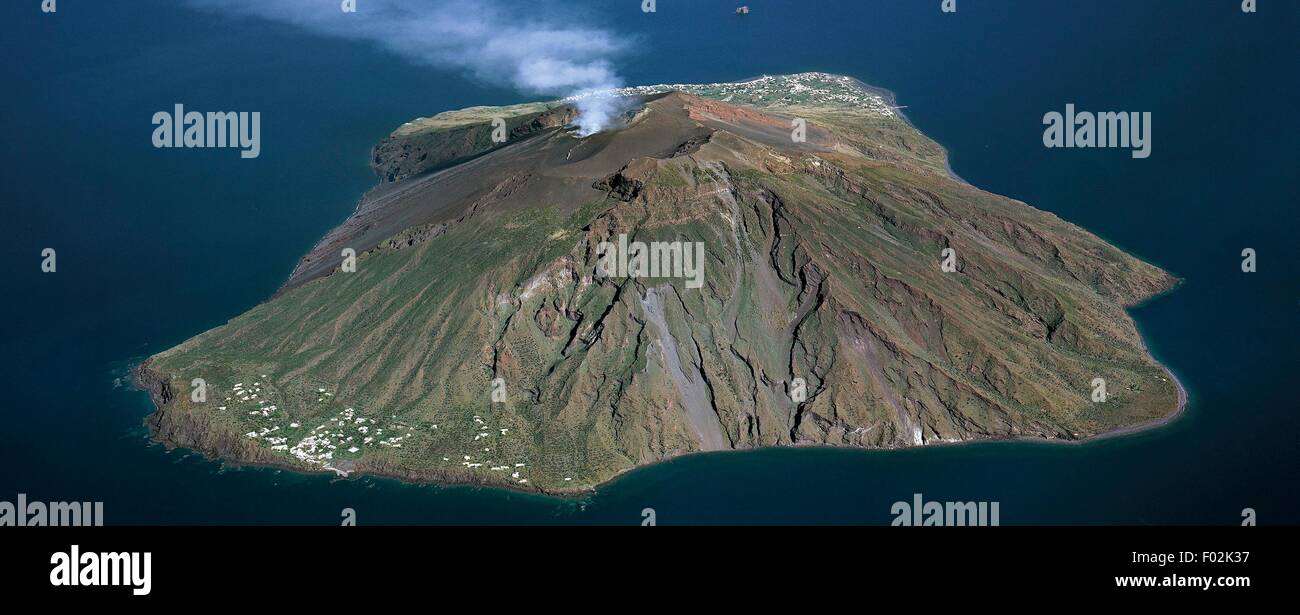 Aerial view of Stromboli in the Aeolian or Lipari Islands (UNESCO World ...