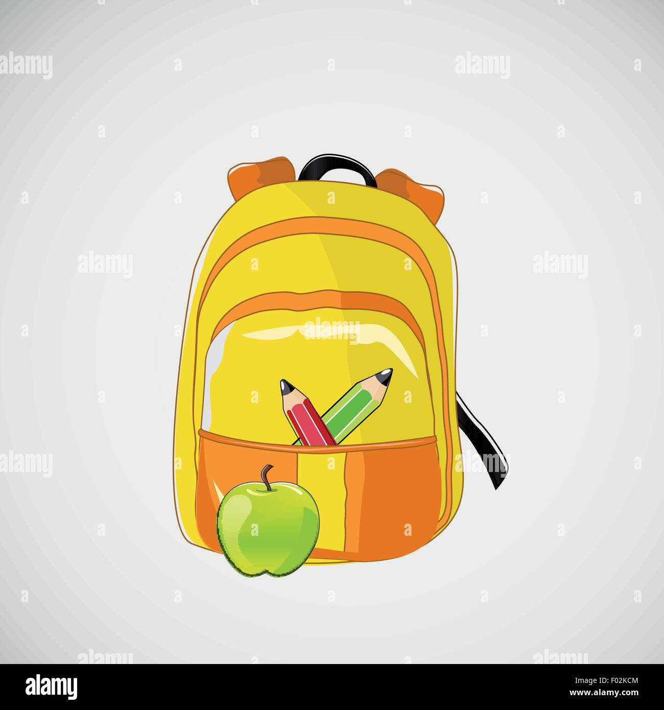 Bright school backpack with pencils and an apple Stock Vector Image ...