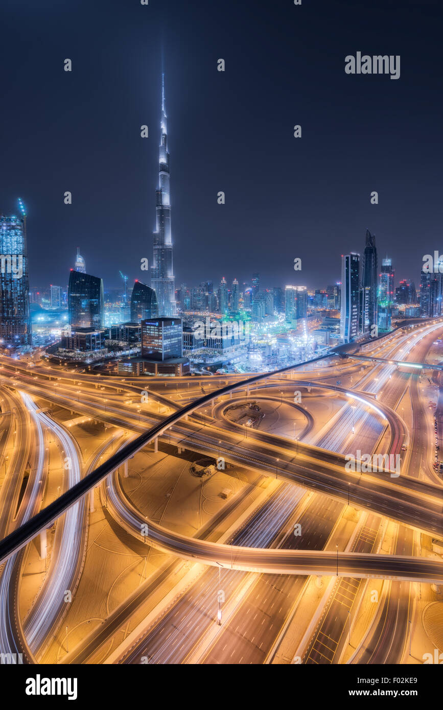 Dubai skyline at night, UAE Stock Photo - Alamy