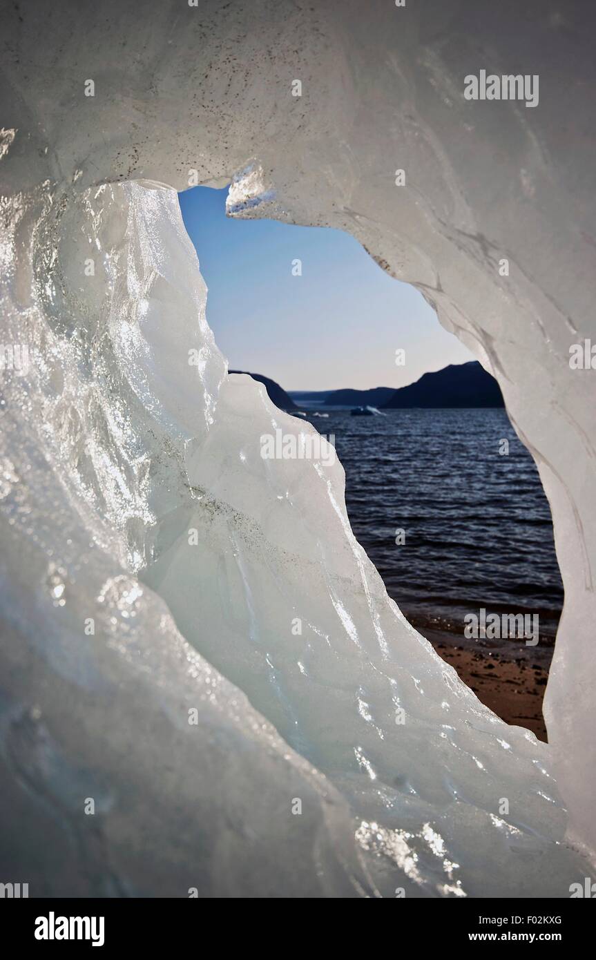 Beached iceberg near Siorapaluk on the Nares Strait, Greenland, Denmark ...