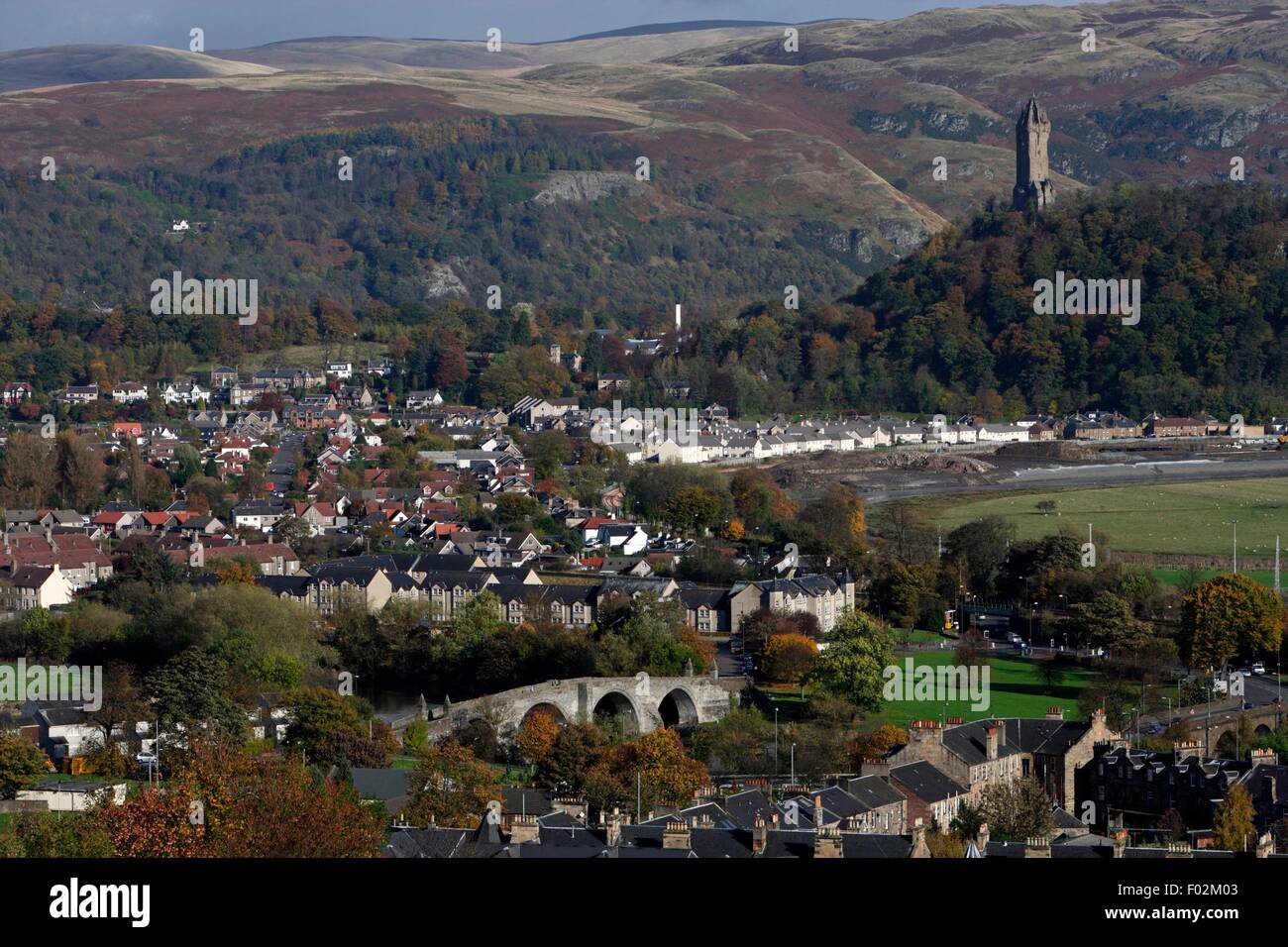 Aerial view of the town of Stirling - Scotland, United Kingdom Stock ...