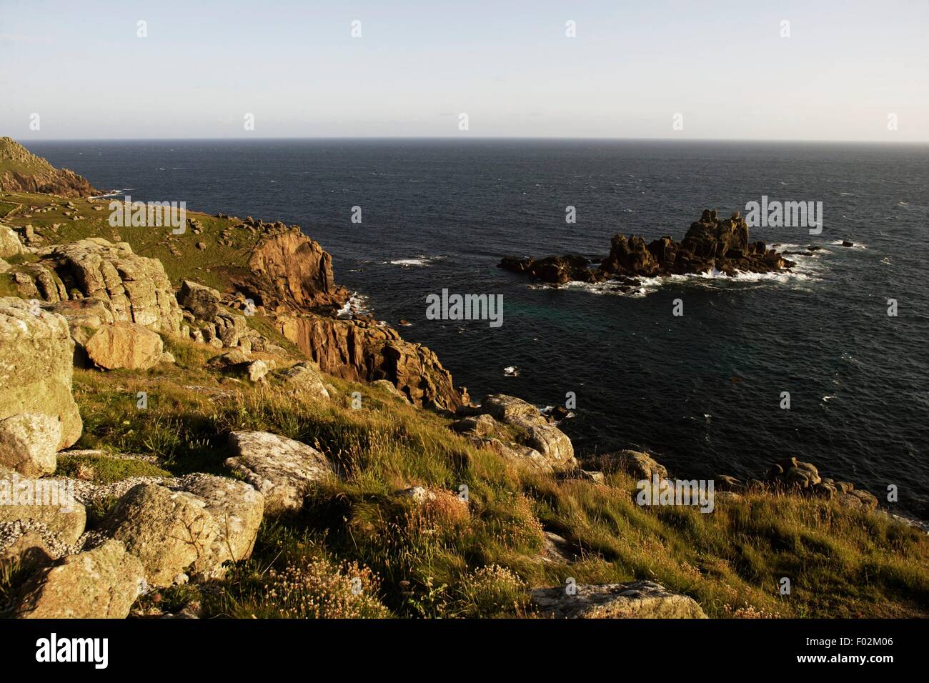 The granite coast of Land's End, the most westerly point of England ...