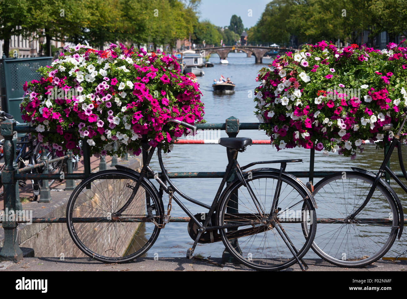 Traditional Dutch bike parked on an Amsterdam canal Stock Photo - Alamy