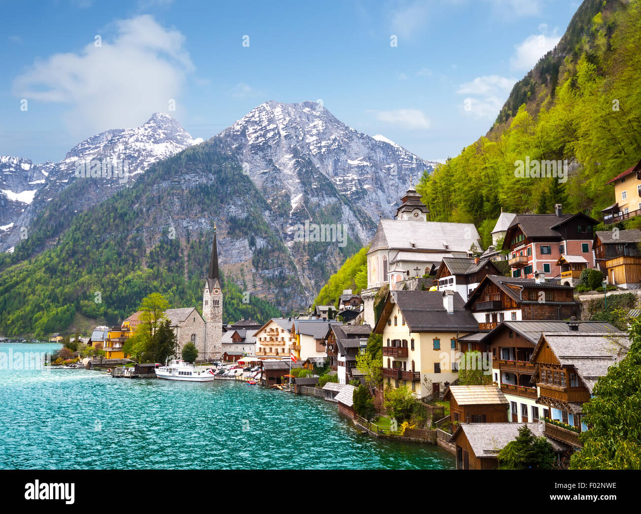 Beautiful summer Alpine Hallstatt Town Stock Photo - Alamy