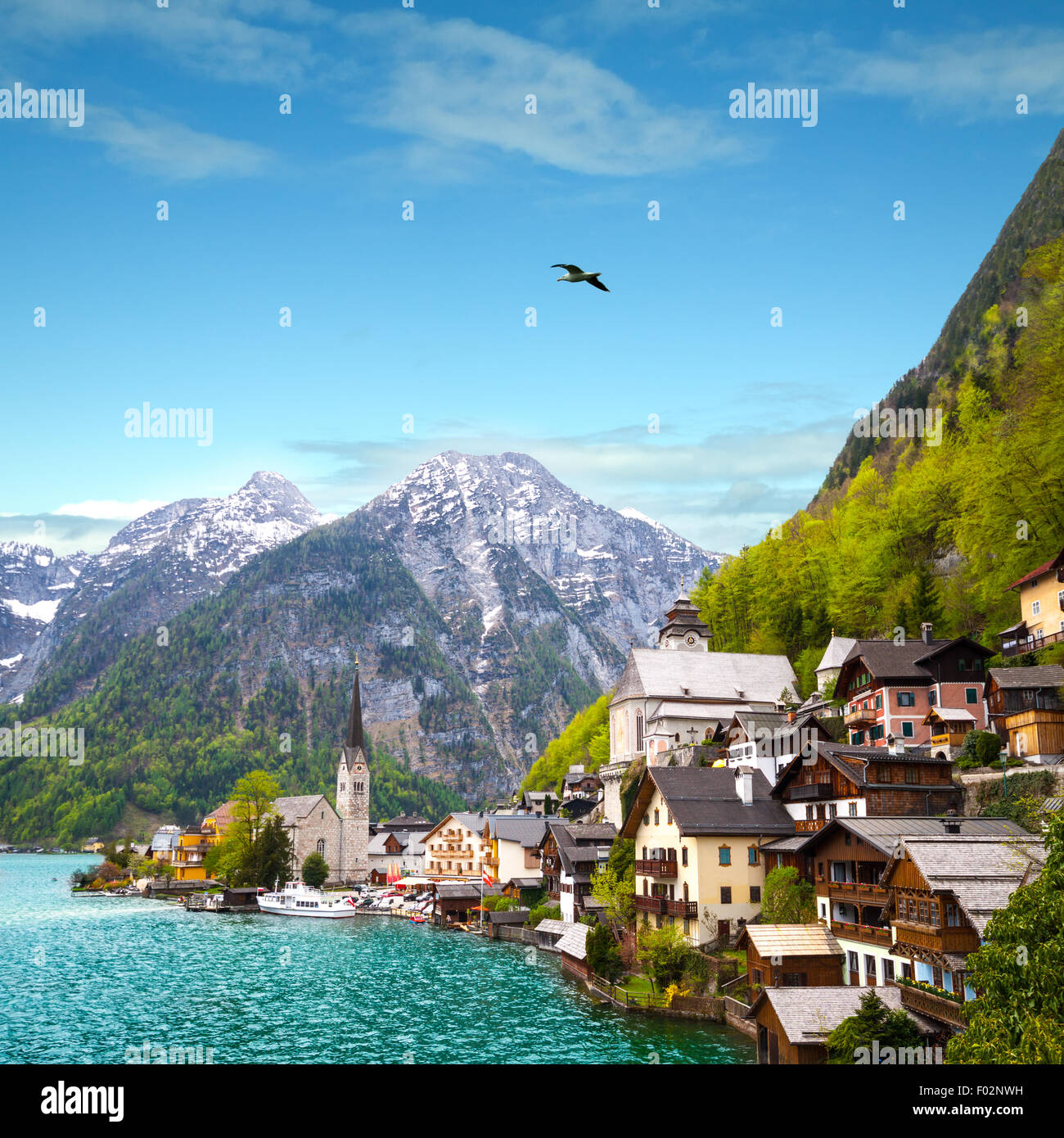Beautiful summer Alpine Hallstatt Town Stock Photo - Alamy