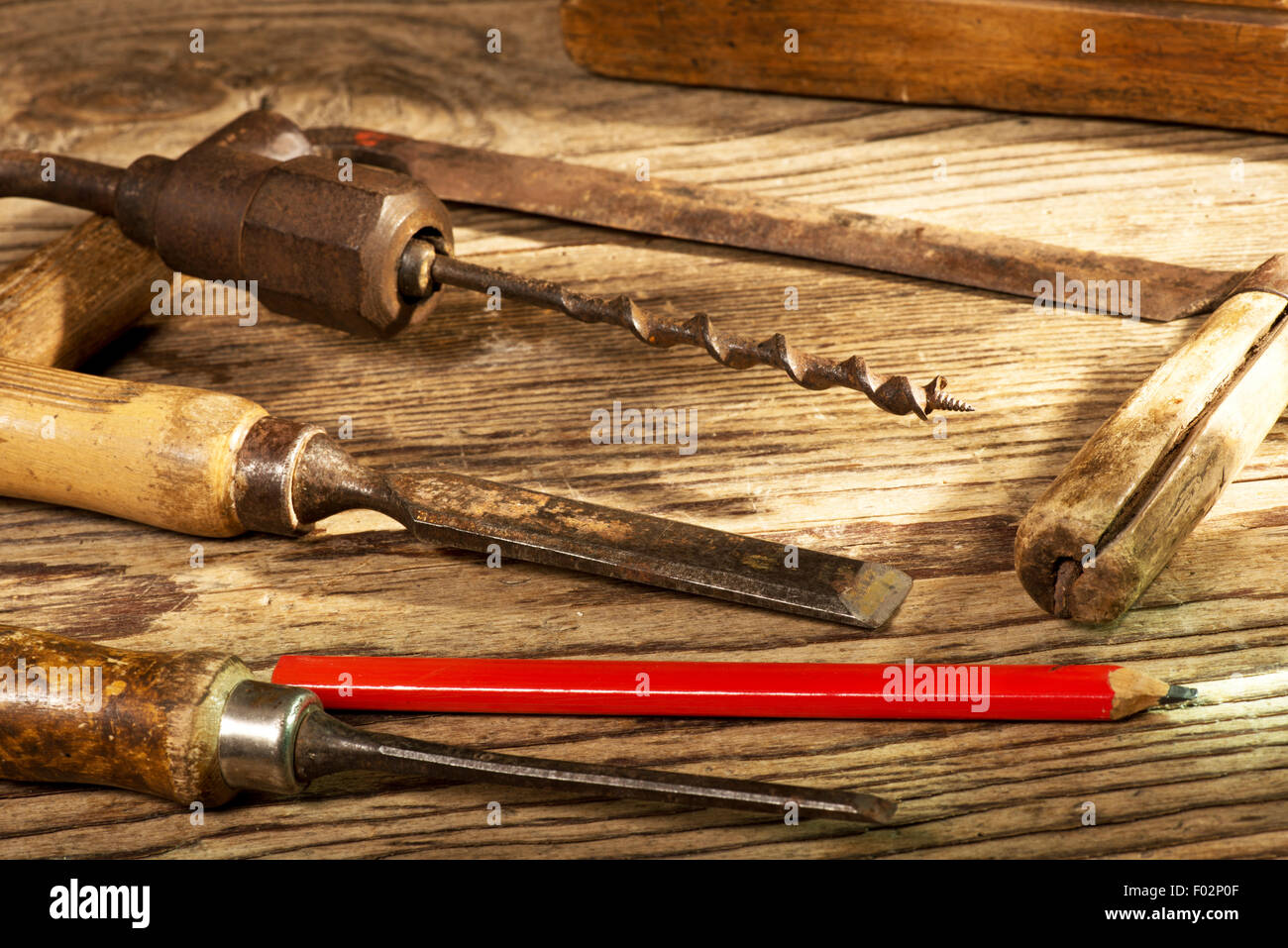 still life with old tools in the workroom Stock Photo - Alamy
