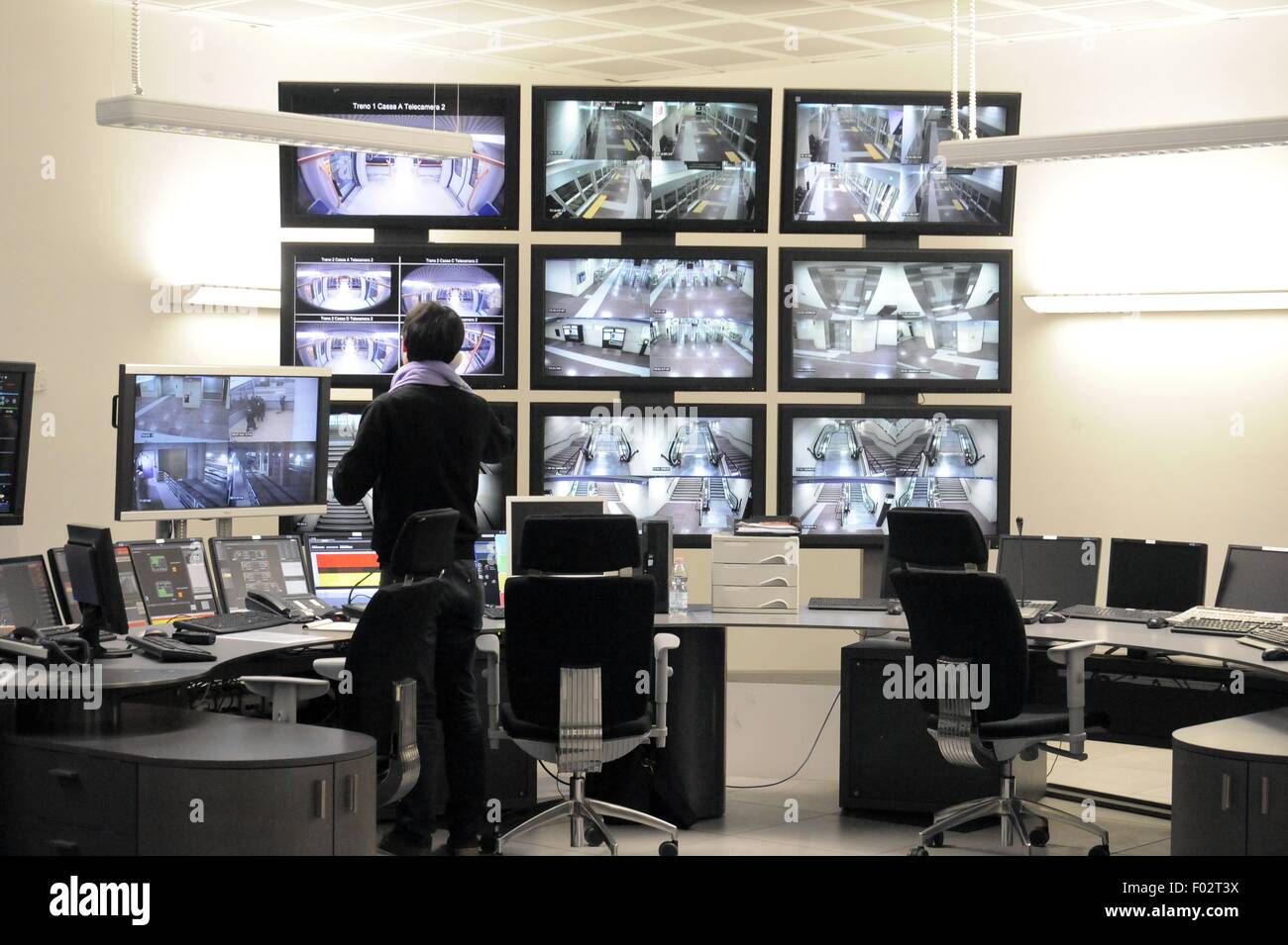 Milan (Italy), the control room of the automated metro line 5 Stock ...