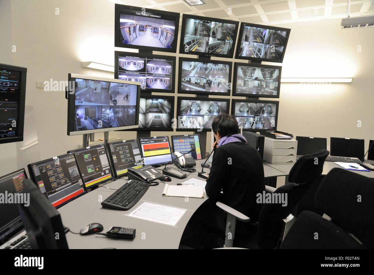 Milan (Italy), the control room of the automated metro line 5 Stock ...
