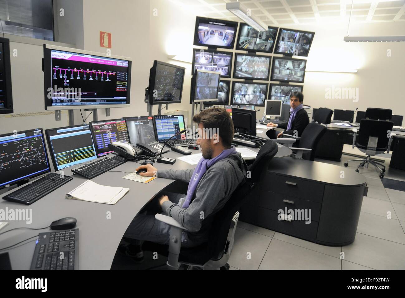 Milan (Italy), the control room of the automated metro line 5 Stock ...