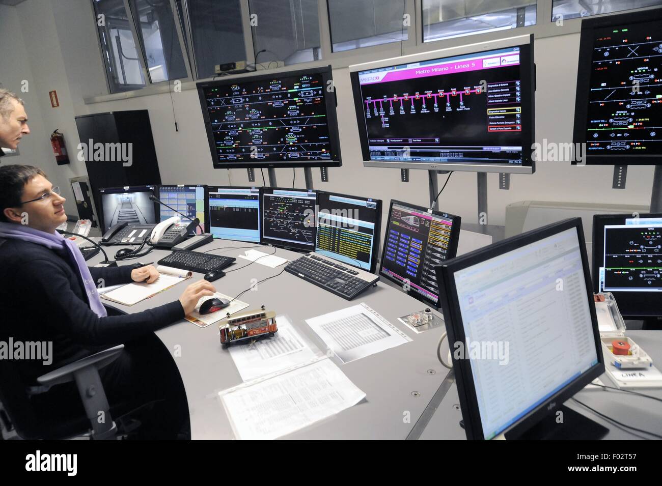 Milan (Italy), the control room of the automated metro line 5 Stock ...