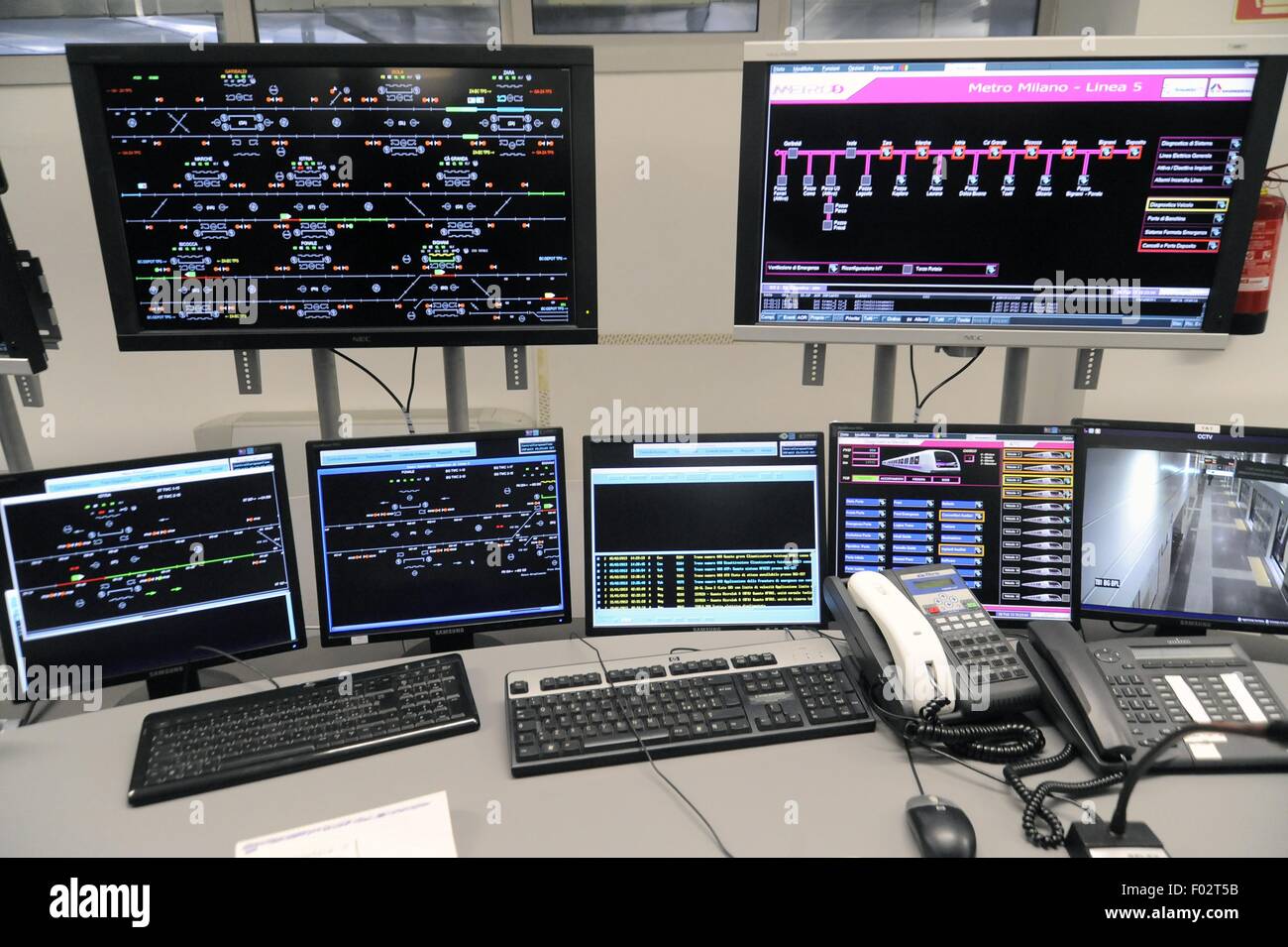 Milan (Italy), the control room of the automated metro line 5 Stock ...