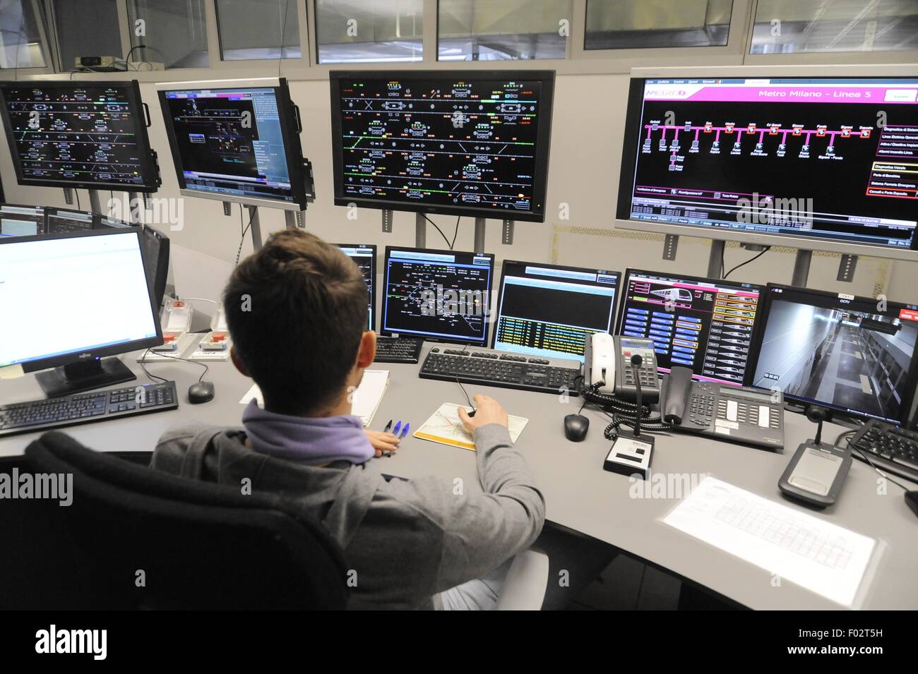 Milan (Italy), the control room of the automated metro line 5 Stock ...