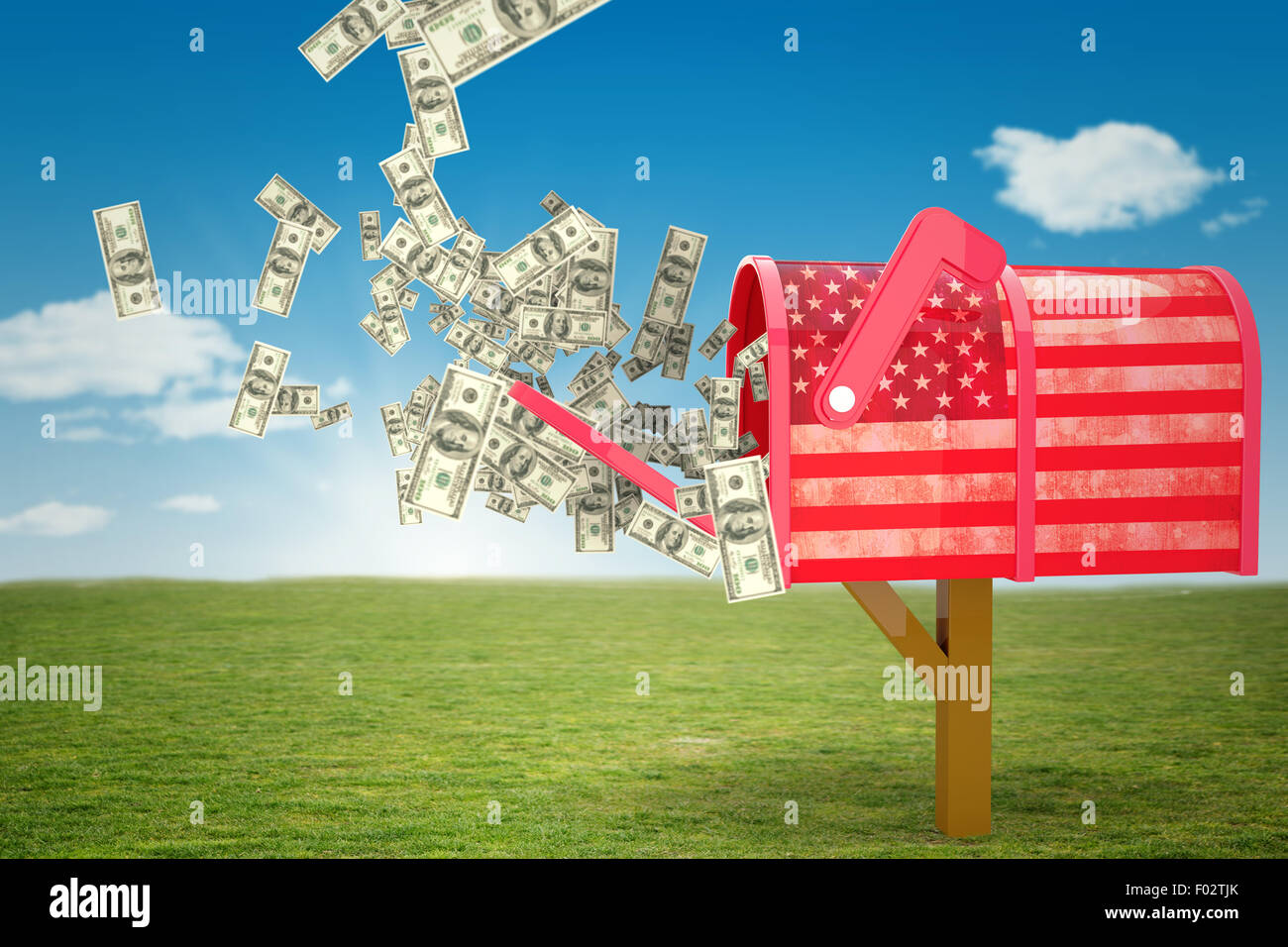 Composite image of falling dollars Stock Photo - Alamy