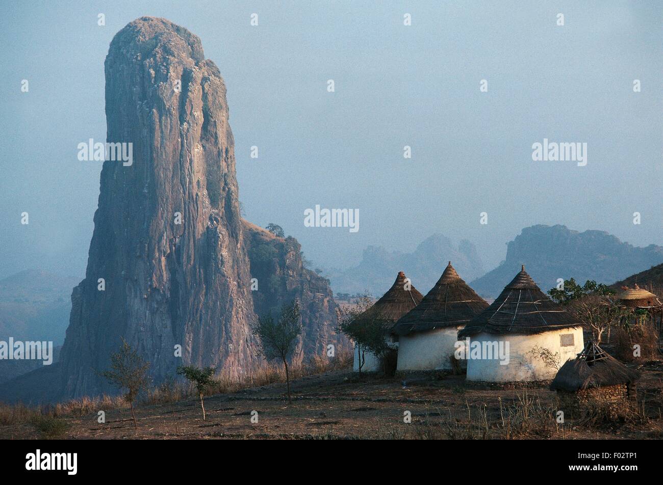 Tourist homes in Rumsiki village, inhabited by the Kapsiki people, with ...