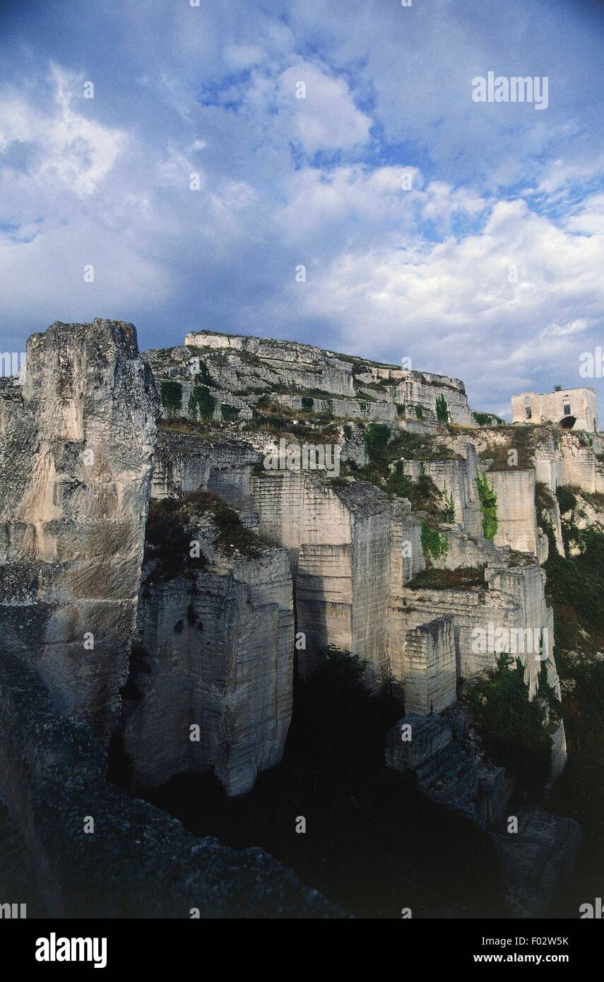 Remains of ancient tufa caves in Matera, Basilicata, Italy Stock Photo ...