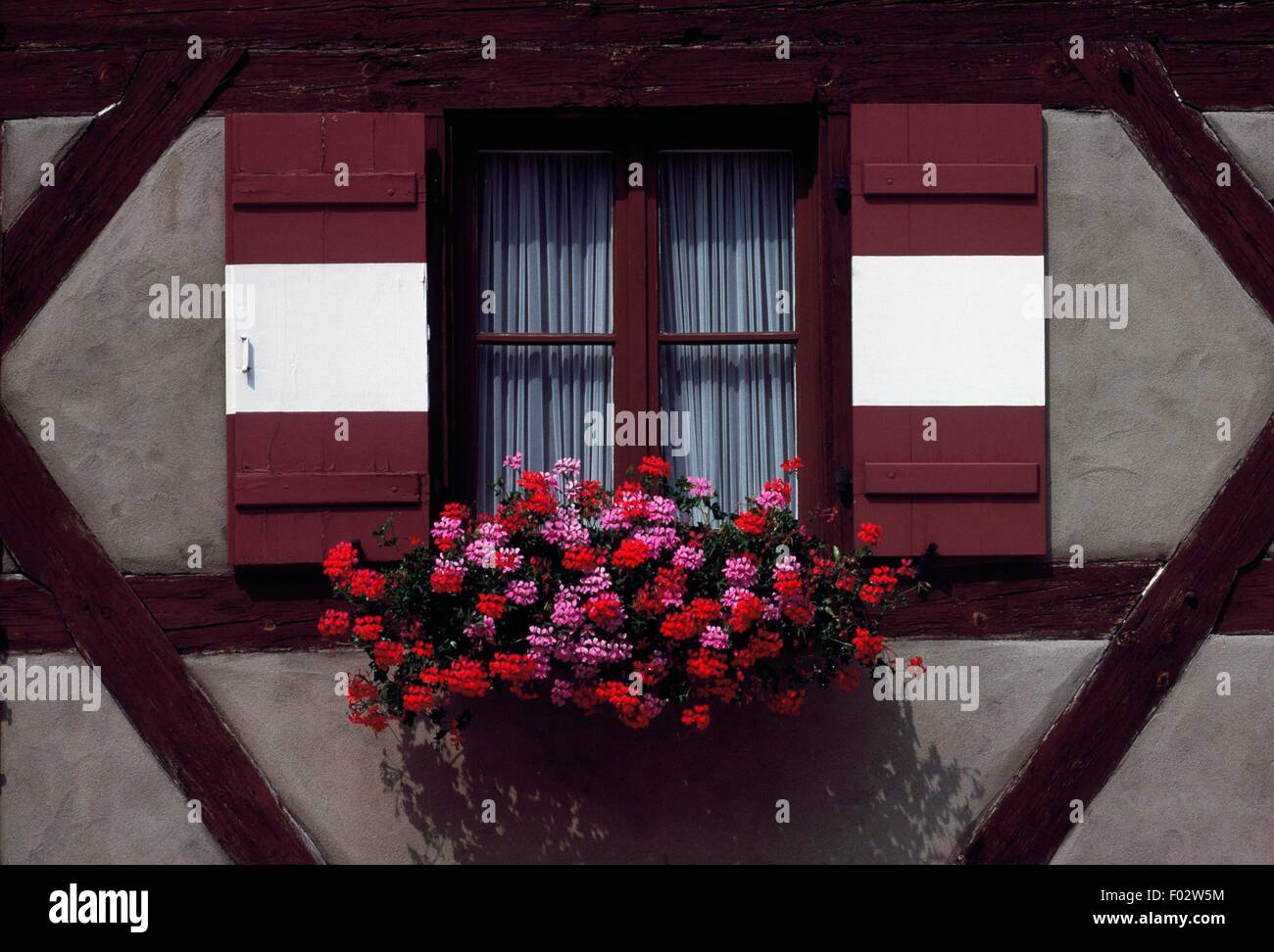 Window with flower boxes in Kaiserburgbahn (Imperial Castle), Nuremberg ...