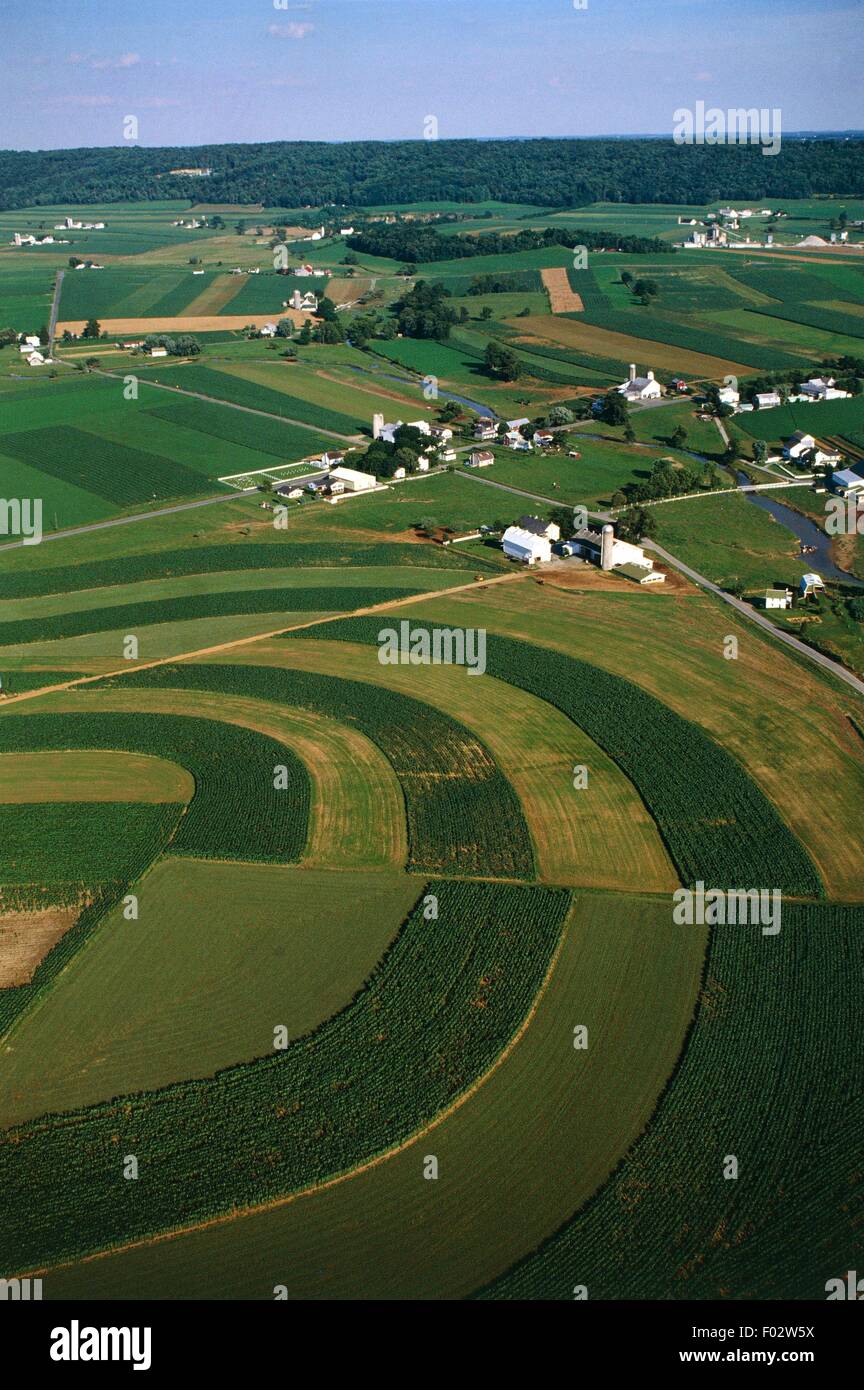 Aerial view of cultivated fields in Lancaster County - Pennsylvania ...