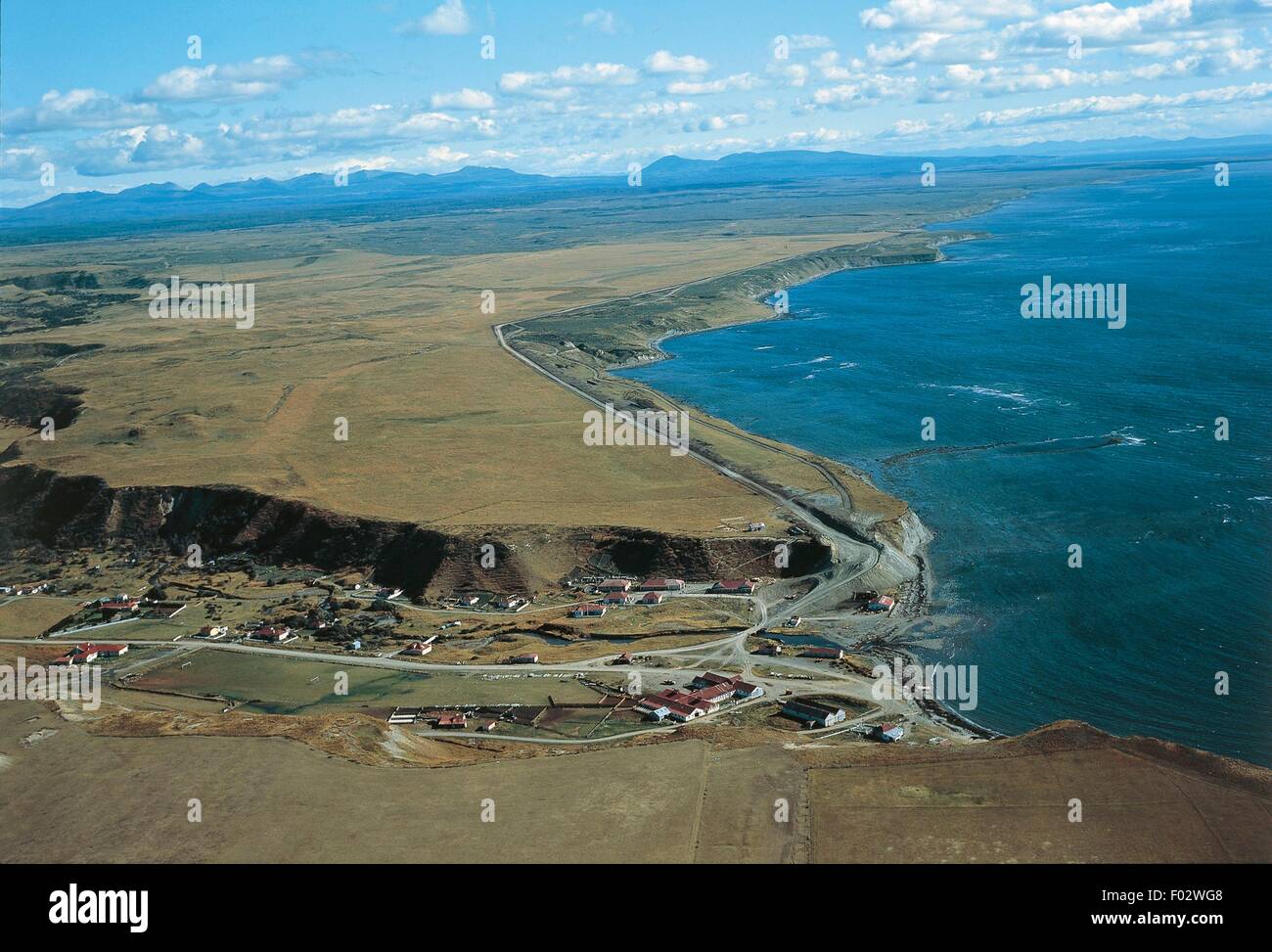 Aerial view of the Strait of Magellan - Tierra del Fuego, Chile Stock ...