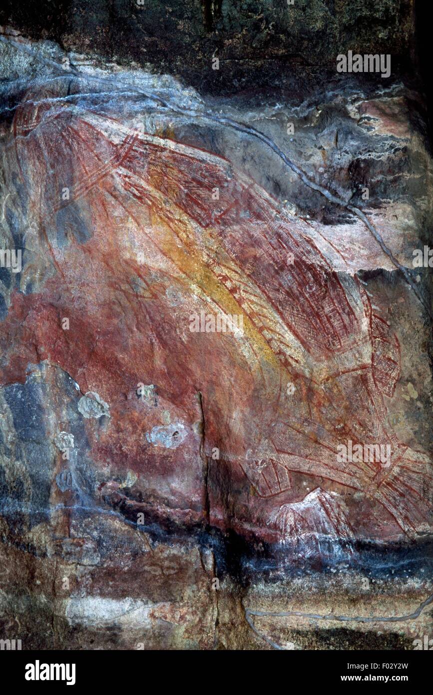 Aboriginal cave paintings, Kakadu National Park (UNESCO World Heritage List, 1981), Northern ...