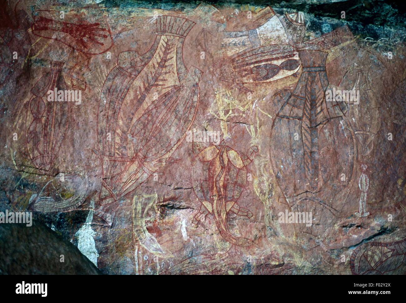 Aboriginal cave paintings, Kakadu National Park (UNESCO World Heritage List, 1981), Northern ...