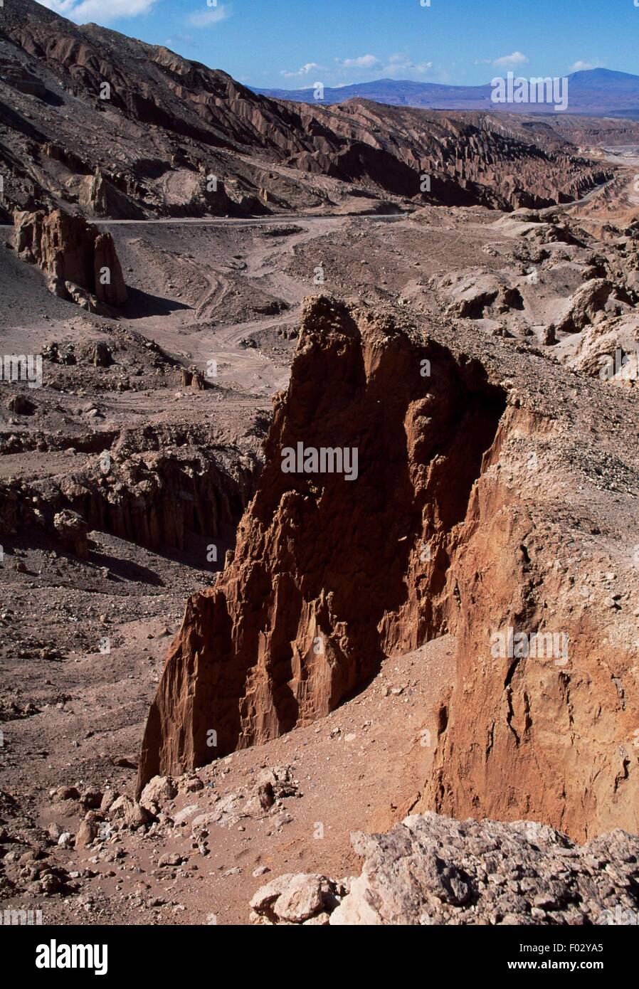 Valley of the Moon, a depression in the desert surrounded by hills with ...