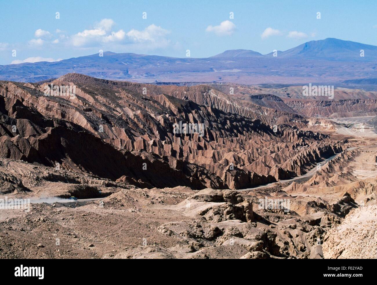 Valley of the Moon, a depression in the desert surrounded by hills with ...
