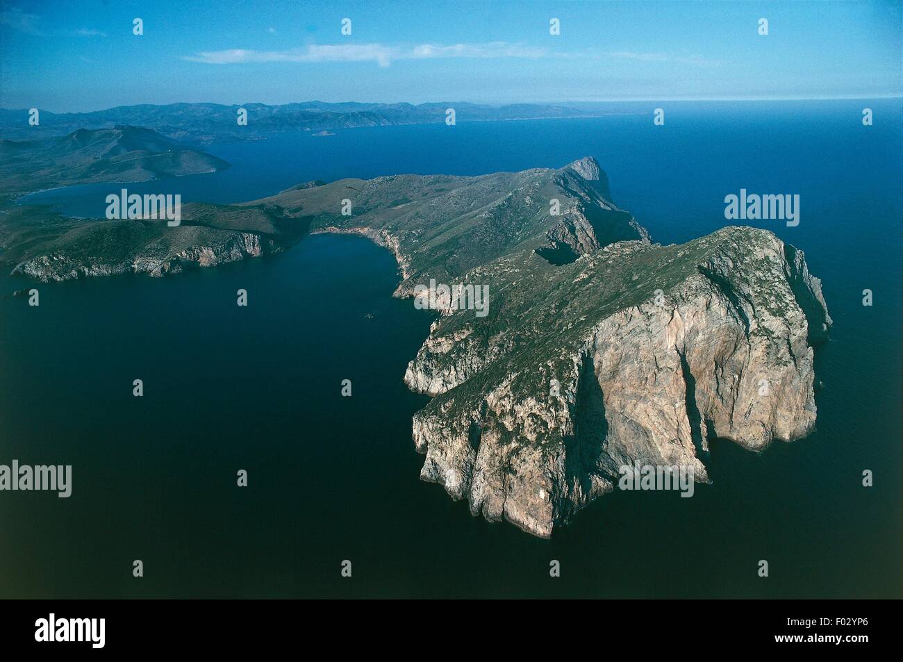 Aerial view of Capo Teulada - Province of Cagliari, Sardinia Region ...