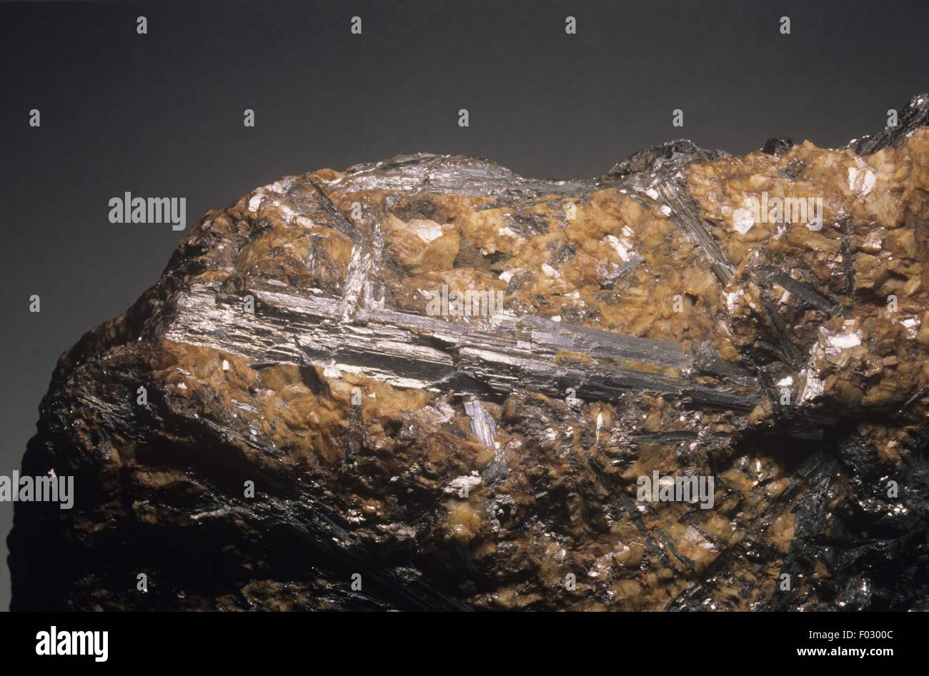 Minerals - Bismuthinite, close-up Stock Photo - Alamy