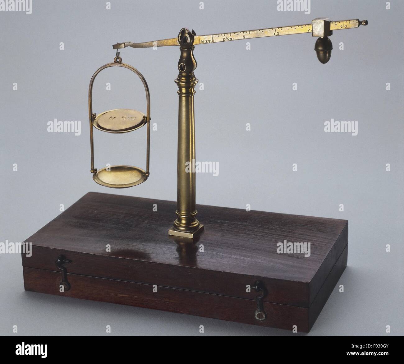 Mineralogy - Specific gravity. Portable hydrostatic balance Stock Photo ...