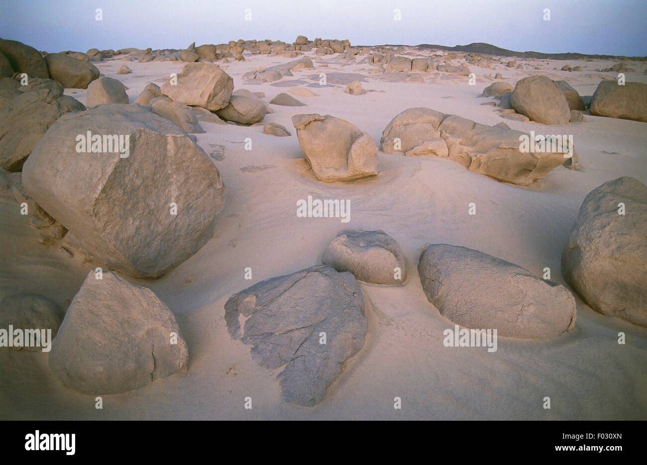 Rock formations, Bayuda Desert at sunset, Sahara Desert, Sudan Stock ...
