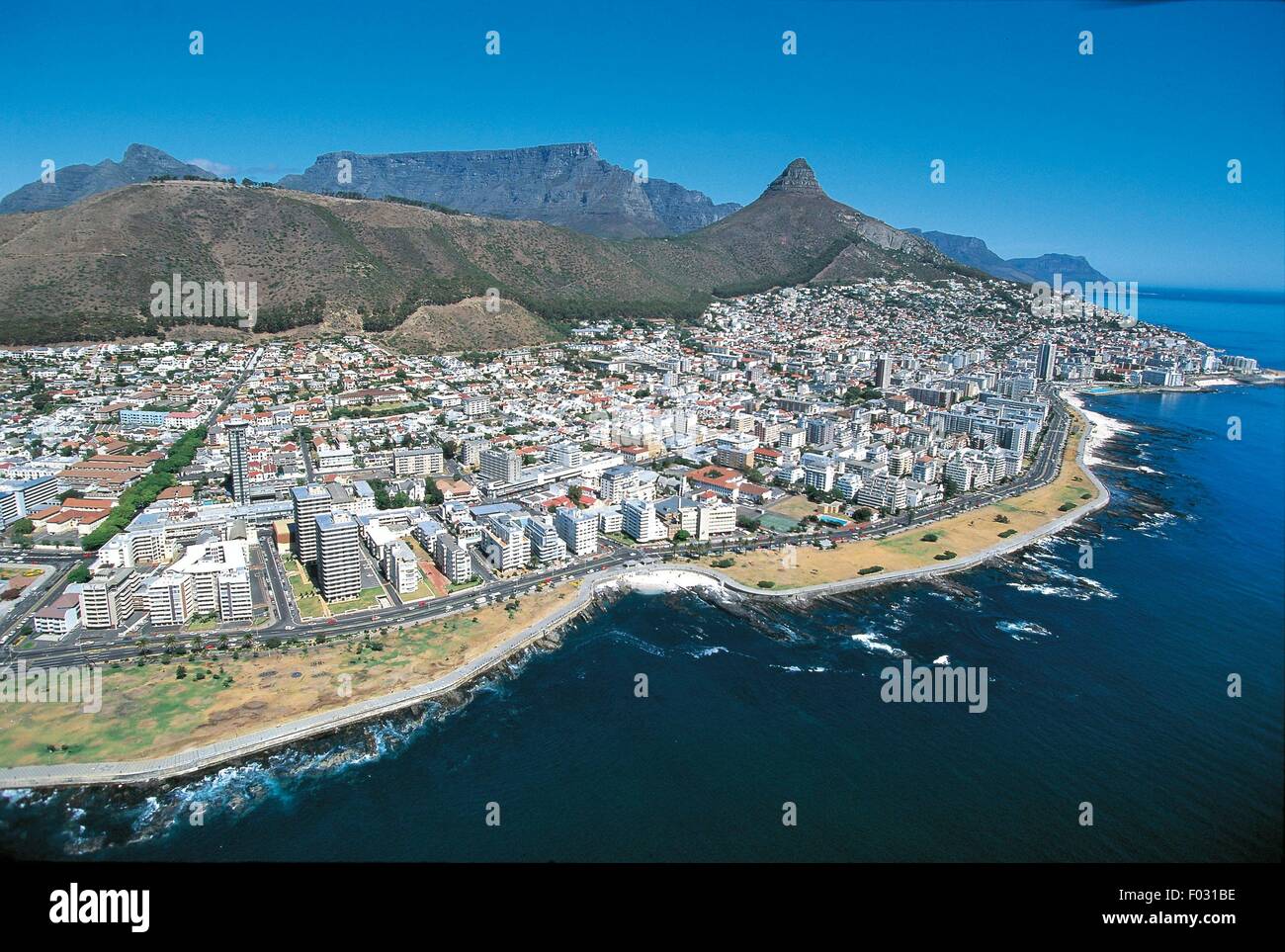 Aerial view of Cape Town and Signal Hill - Western Cape, South Africa ...