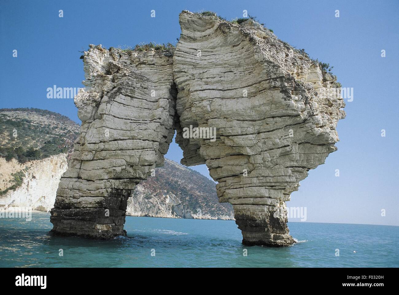 Rock formations in the sea, Zagare Bay, Gargano, Apulia Region, Italy ...