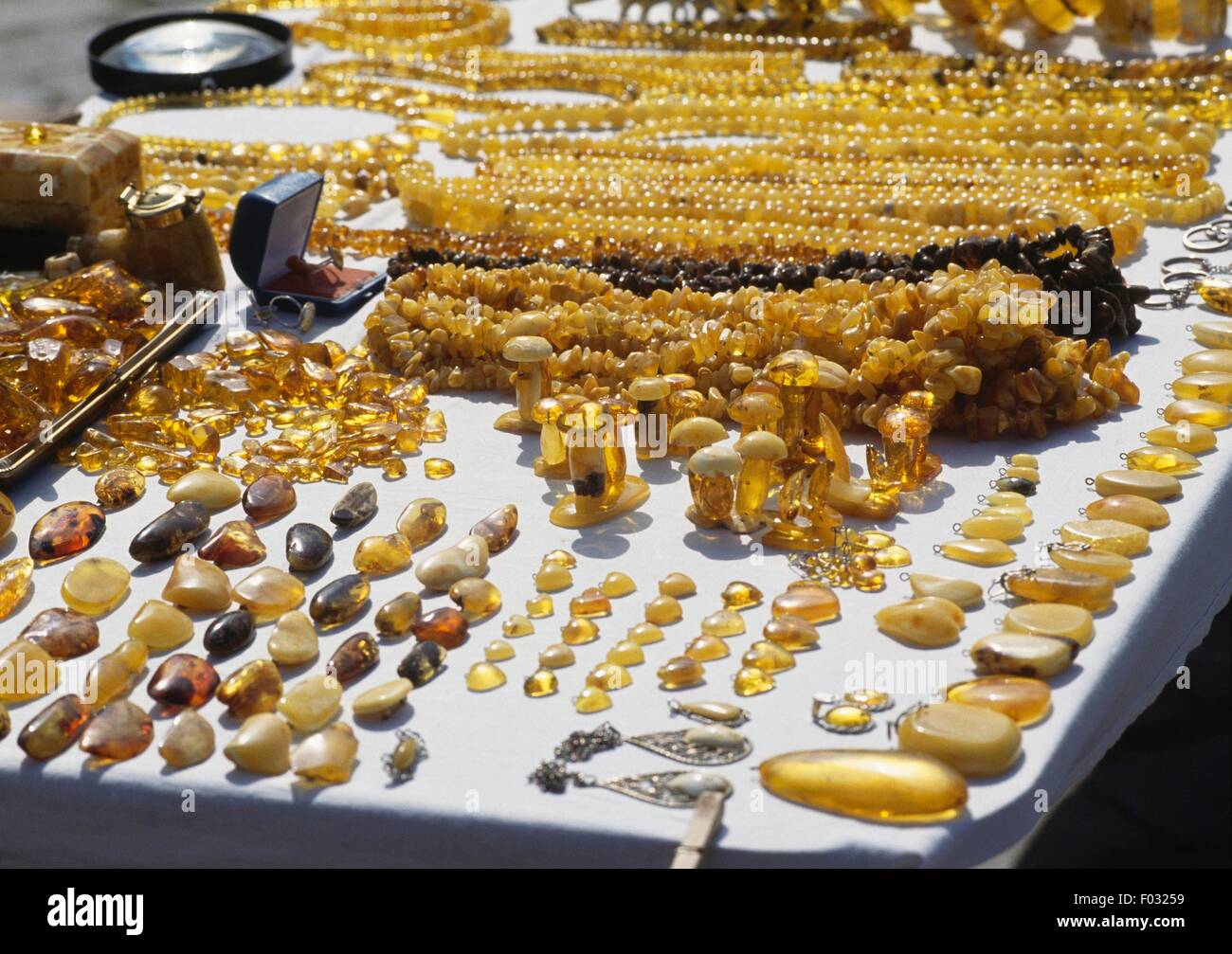 Amber jewelry, Lithuania Stock Photo - Alamy
